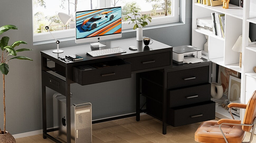 Narrow Desk with Drawers - Ideal Writing Desks – Unikito