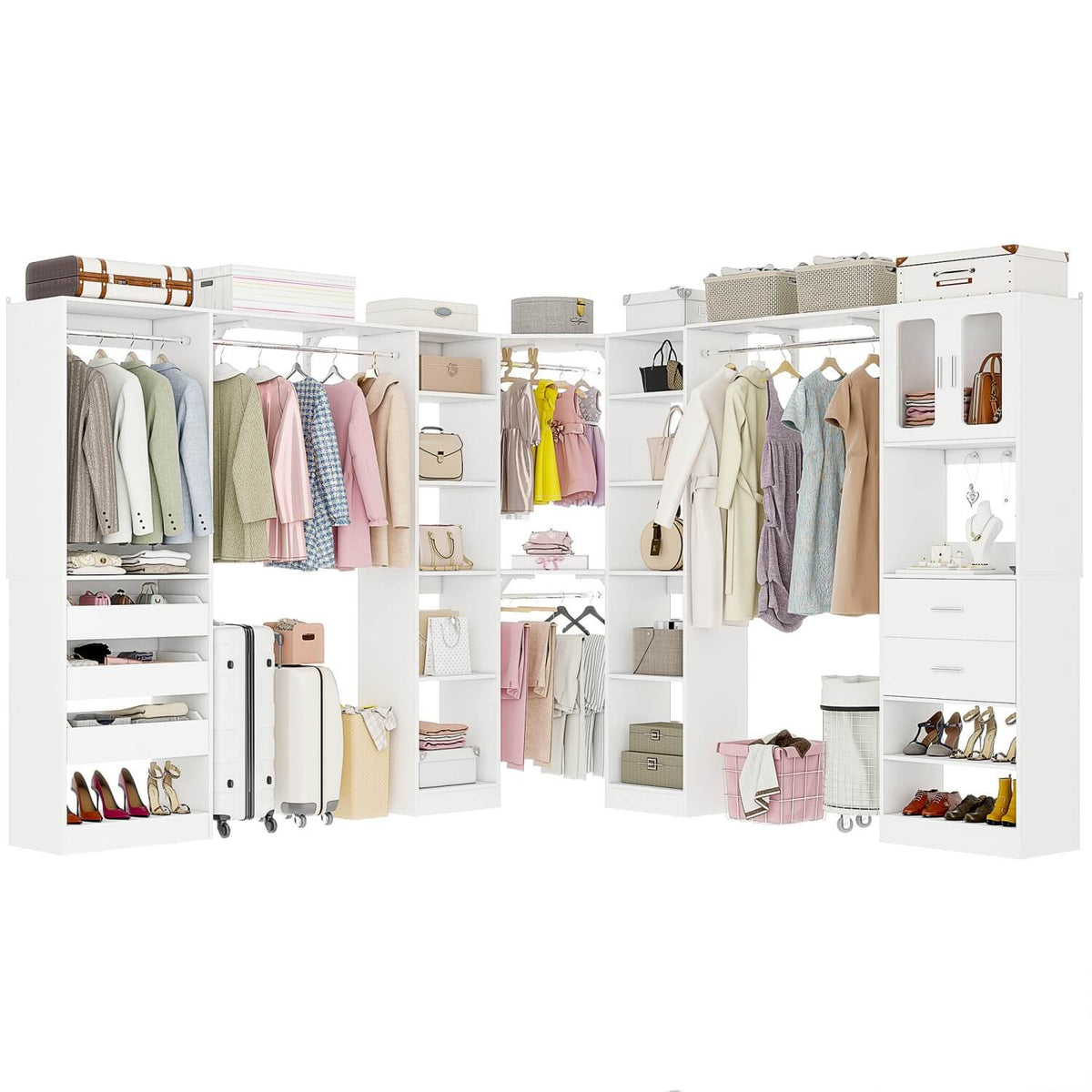 Unikito 3-in-1 Walk in Closet System with Drawers and Shelves, 2000 LBS ...