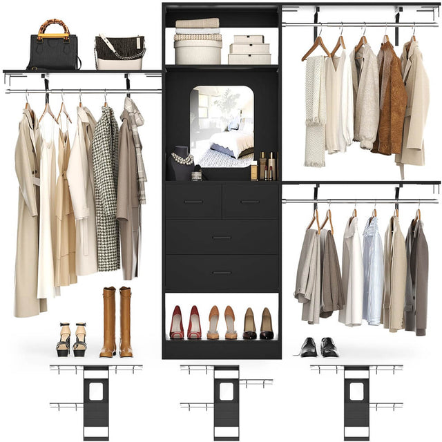 Unikito 96 Inch Closet Organizer System with 4 Drawers & 3 Shelf Towers ...