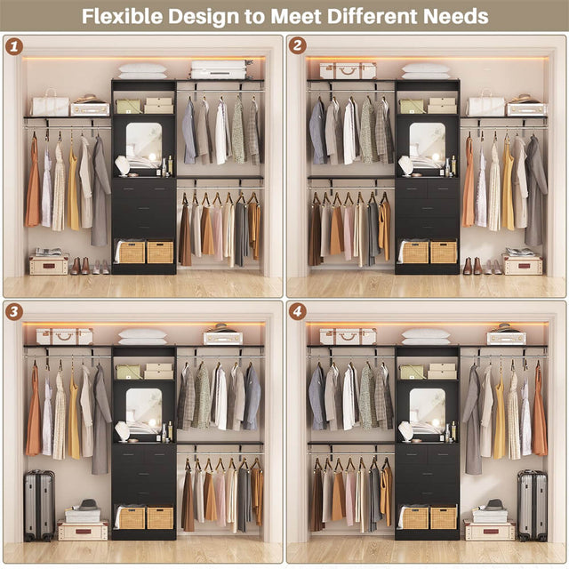 Unikito 96 Inch Closet Organizer System with 4 Drawers & 3 Shelf Towers ...