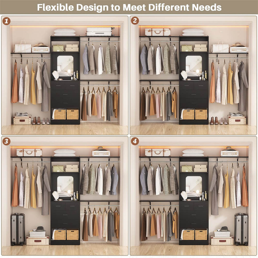 Unikito 96 Inch Closet Organizer System with 4 Drawers & 3 Shelf Towers ...