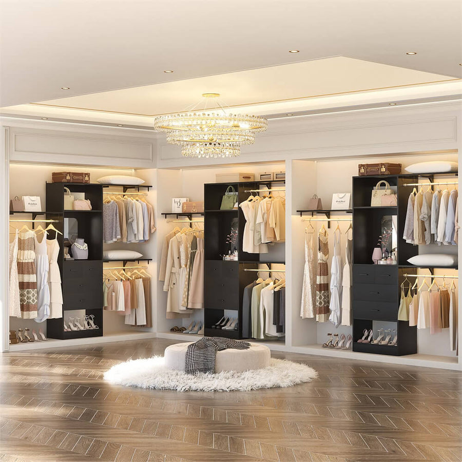 Unikito 96 Inch Closet Organizer System with 4 Drawers & 3 Shelf Towers ...