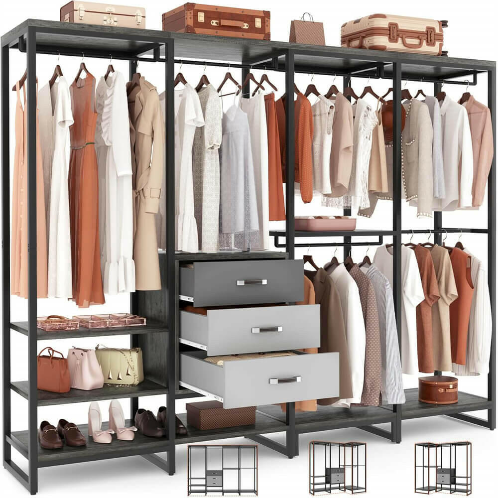 Unikito Clothes Rack, Large Corner L Shaped Closet System Organizers ...