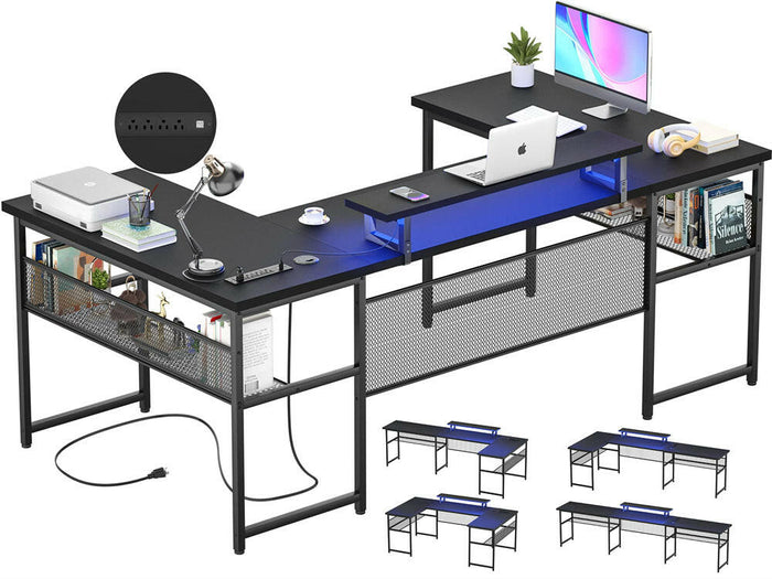 U Shaped Desk with Hutch, Shelf, Drawer, Power Outlets for Your Needs ...