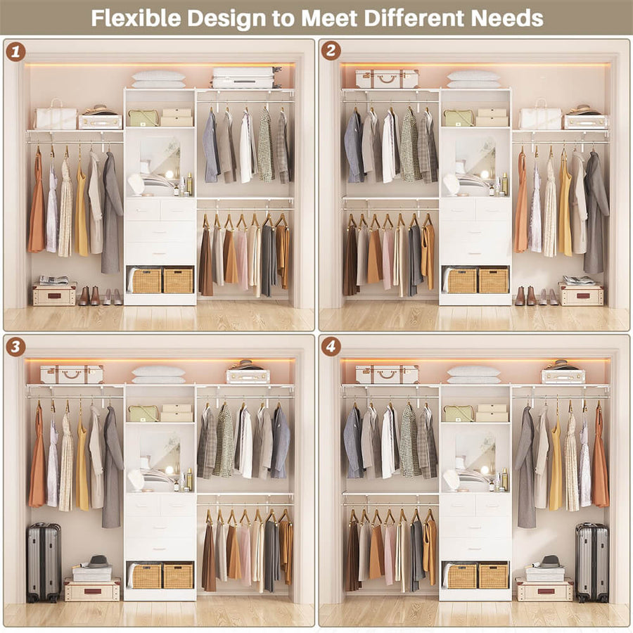 Unikito 96 Inch Closet Organizer System with 4 Drawers & 3 Shelf Towers ...