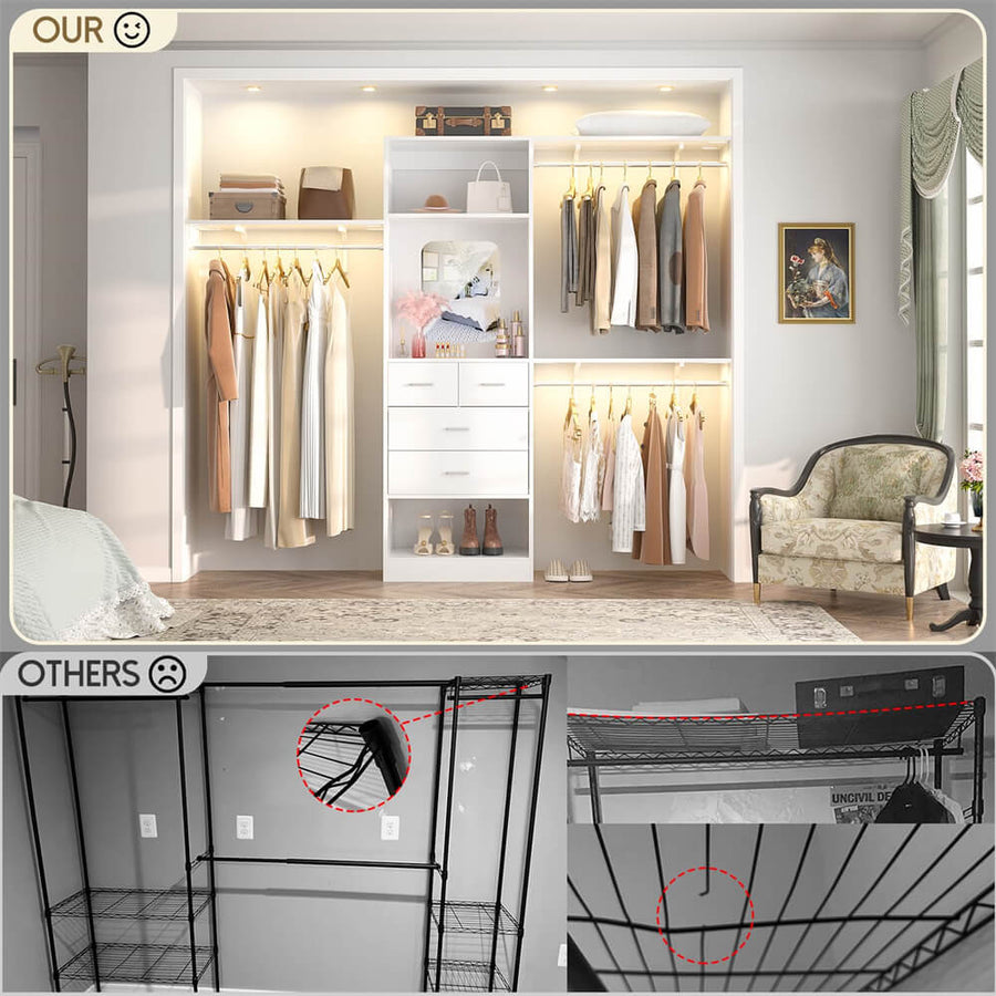 Unikito 96 Inch Closet Organizer System with 4 Drawers & 3 Shelf Towers ...