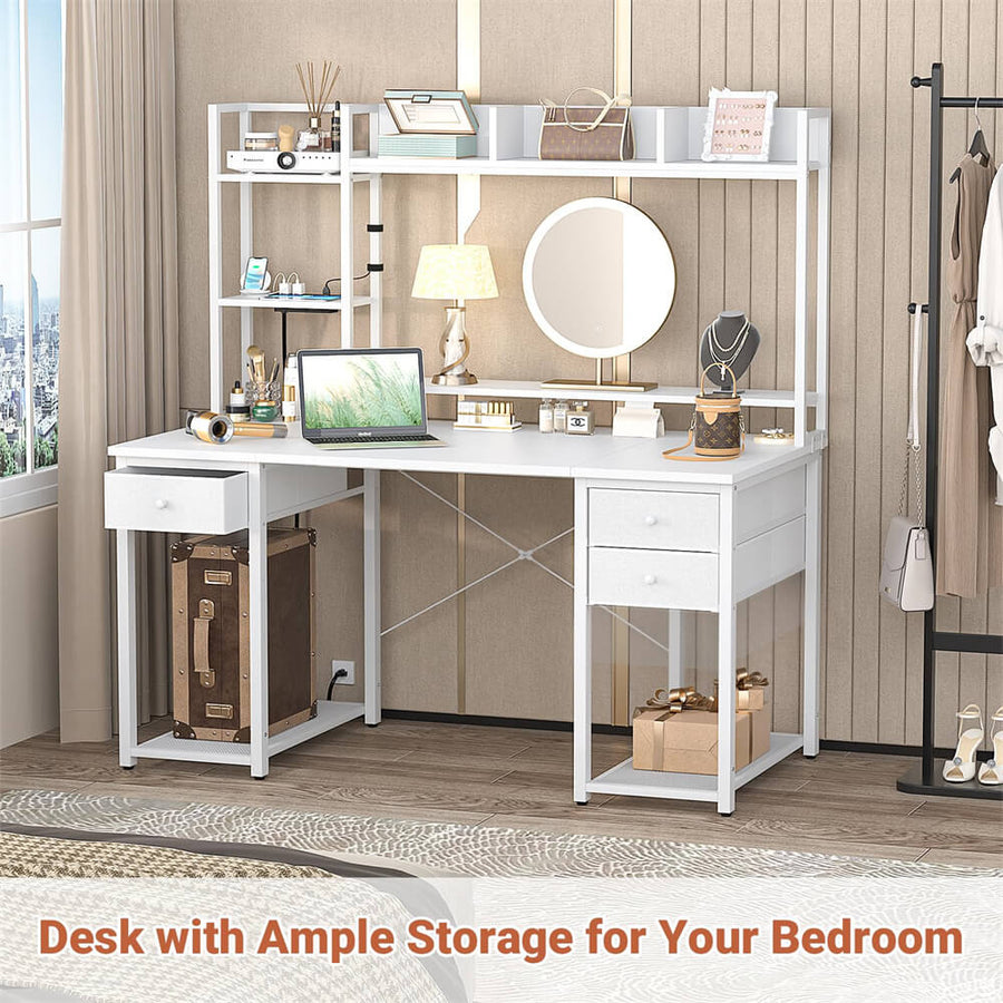 Unikito 47 Inch Computer Desk with Hutch, Gaming Desk with Drawers ...