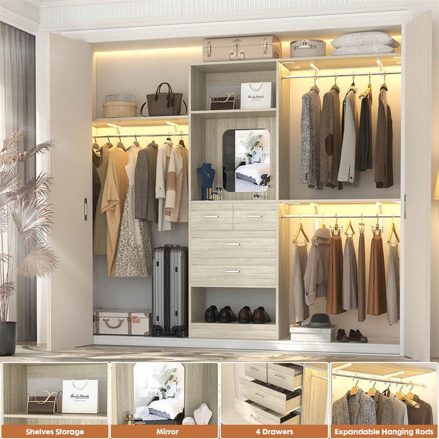 Unikito 96 Inch Closet Organizer System with 4 Drawers & 3 Shelf Towers ...