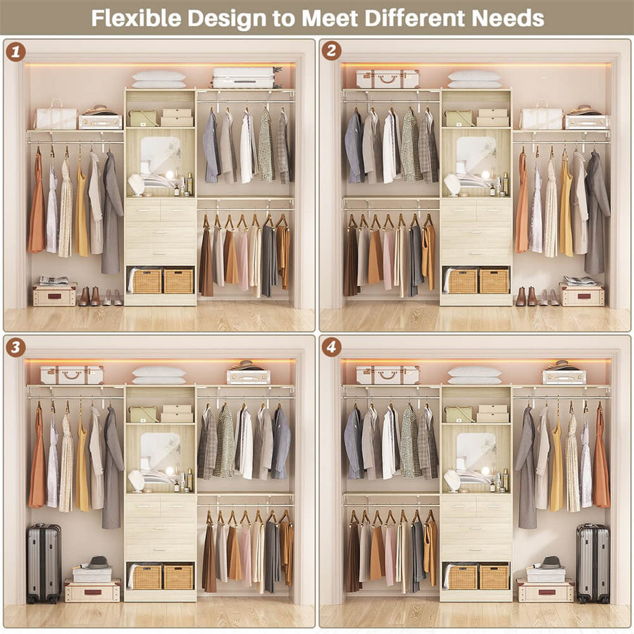 Unikito 96 Inch Closet Organizer System with 4 Drawers & 3 Shelf Towers ...